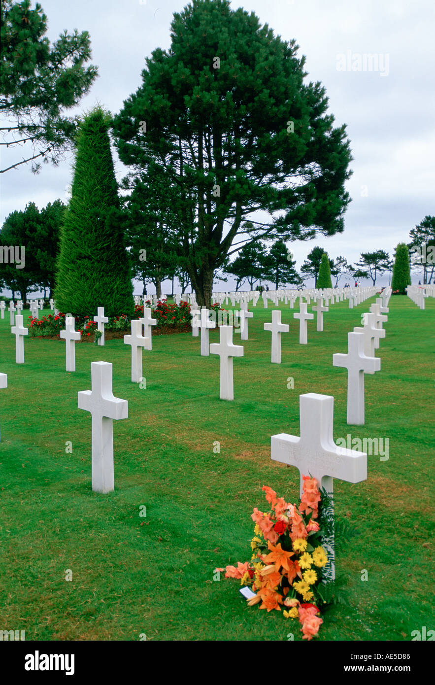 Headstones at United States Military Cemetery at Utah Beach in Normandy ...
