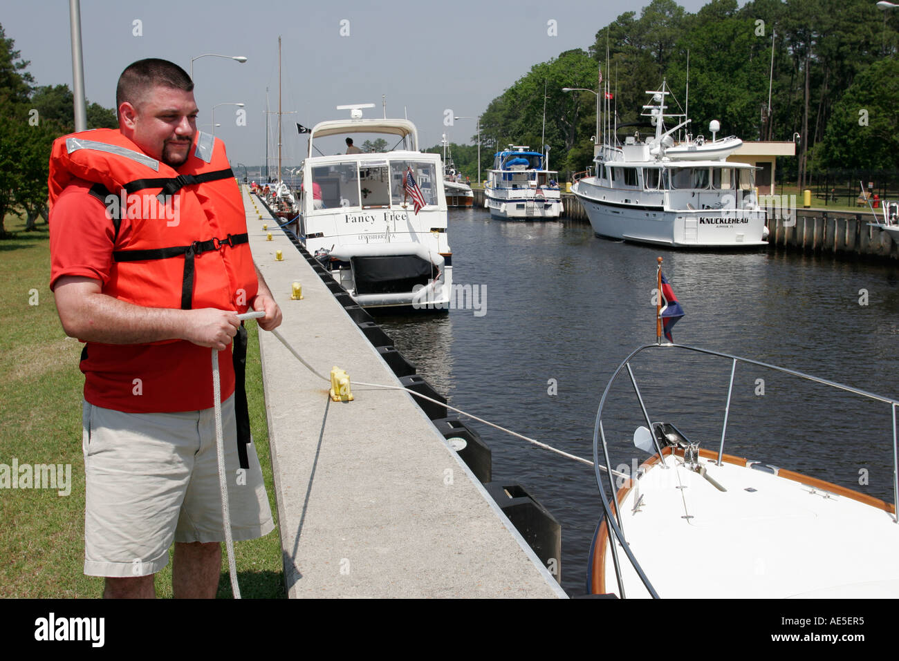 Chesapeake Virginia,Intracoastal Great Bridge Lock,boats,adult adults ...