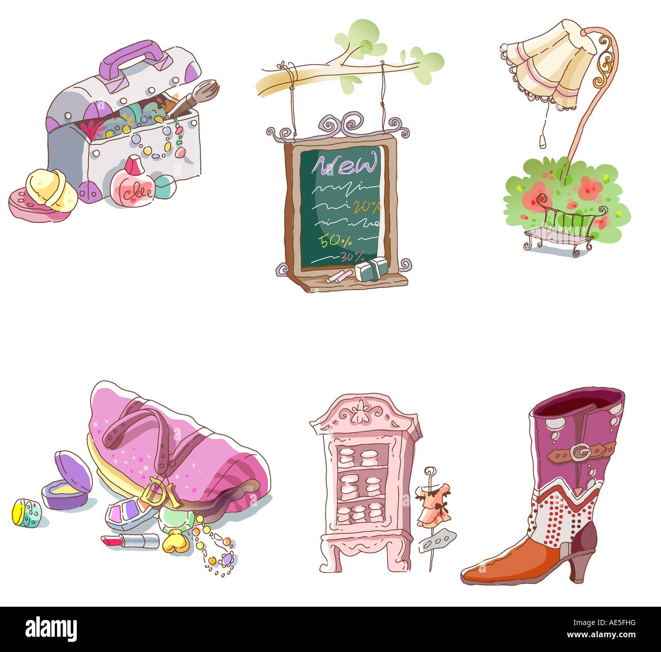 Group of objects on a white background Stock Photo - Alamy