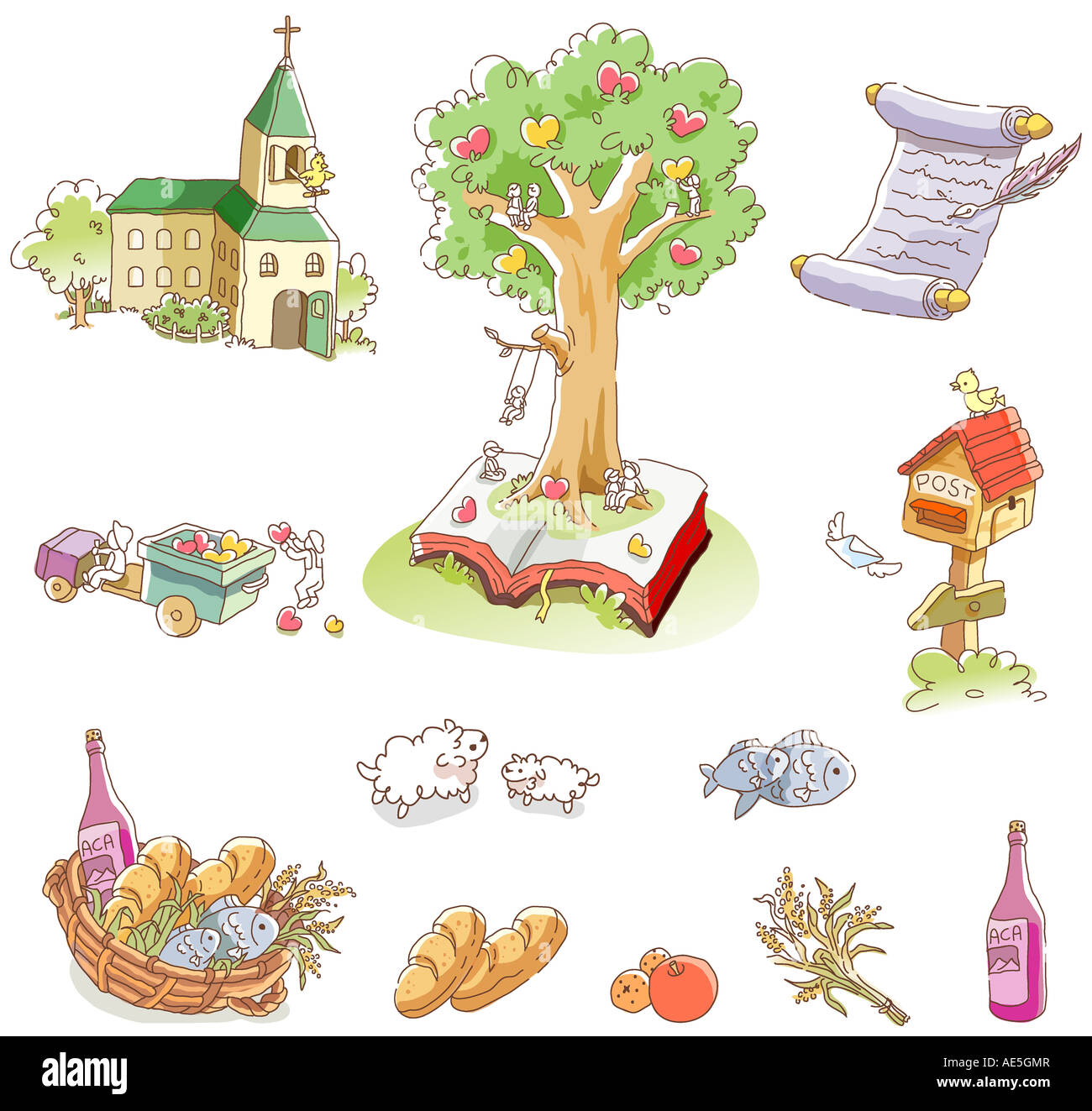 Group of objects on a white background Stock Photo - Alamy