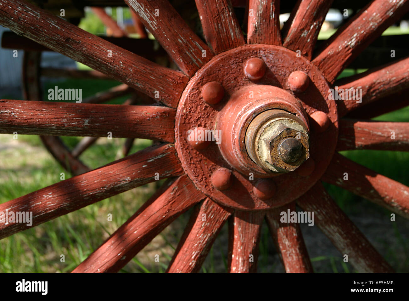 Old painted wagon wheel hi-res stock photography and images - Alamy