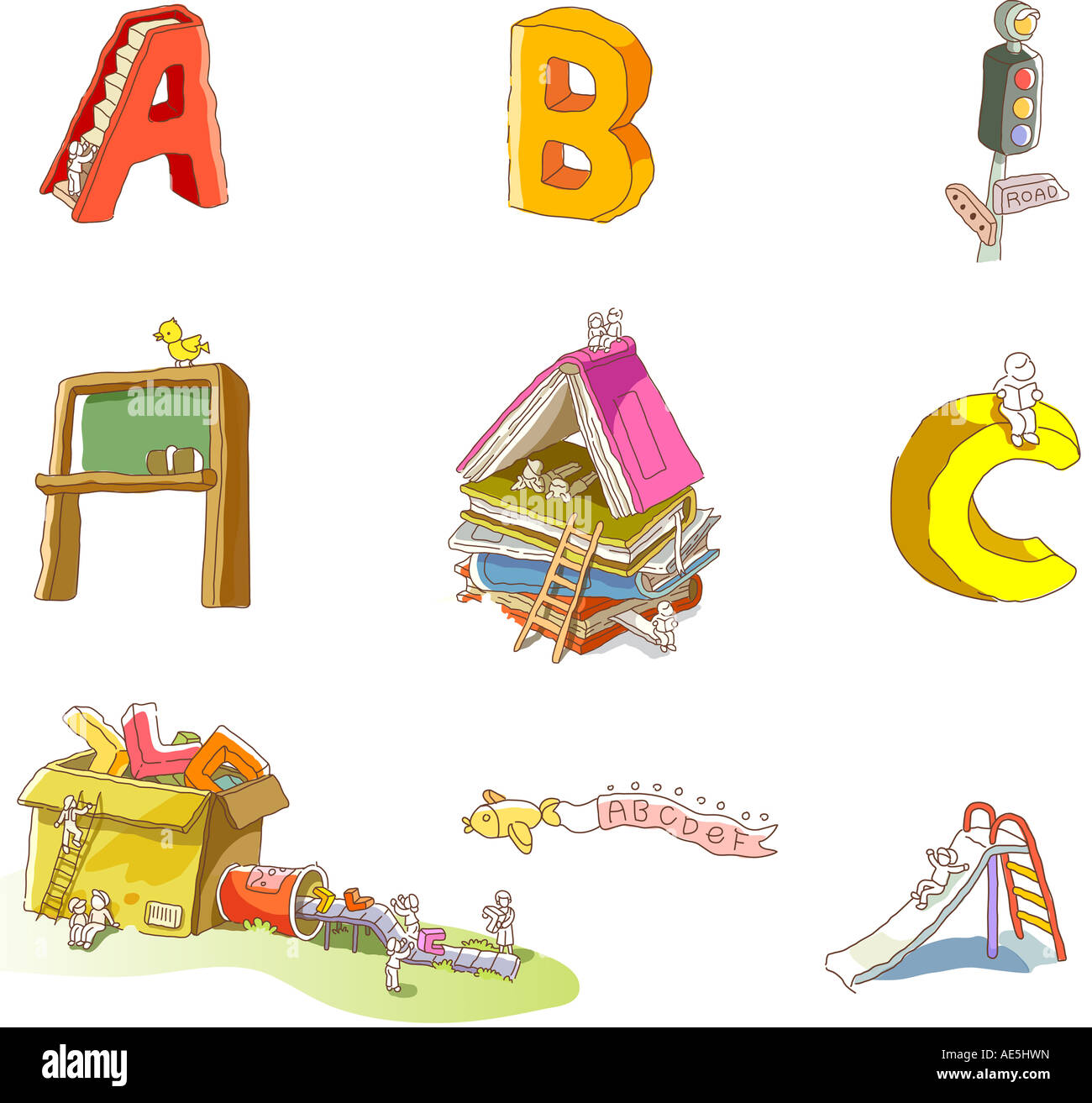 Group of objects on a white background Stock Photo - Alamy