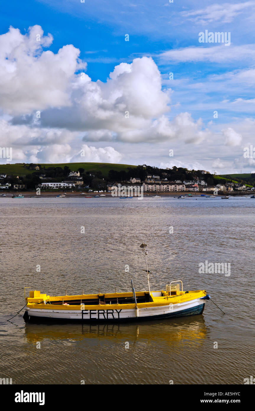 Ferry boat on the River Torridge at Appledore with the town of Instow ...