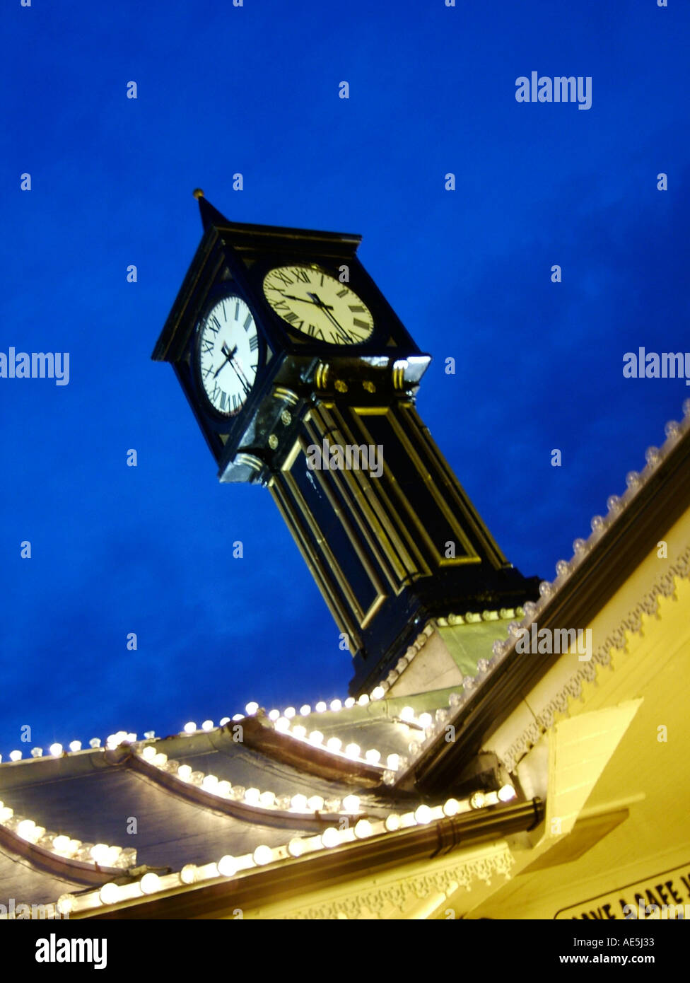 Brighton Pier clock tower England Stock Photo - Alamy
