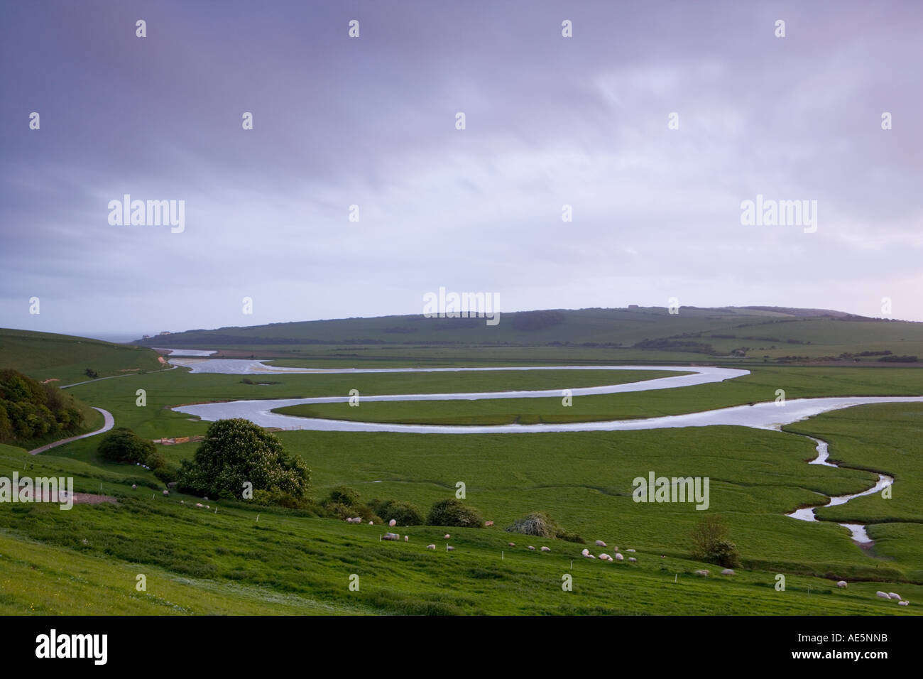 Cuckmere valley after sunset Stock Photo - Alamy