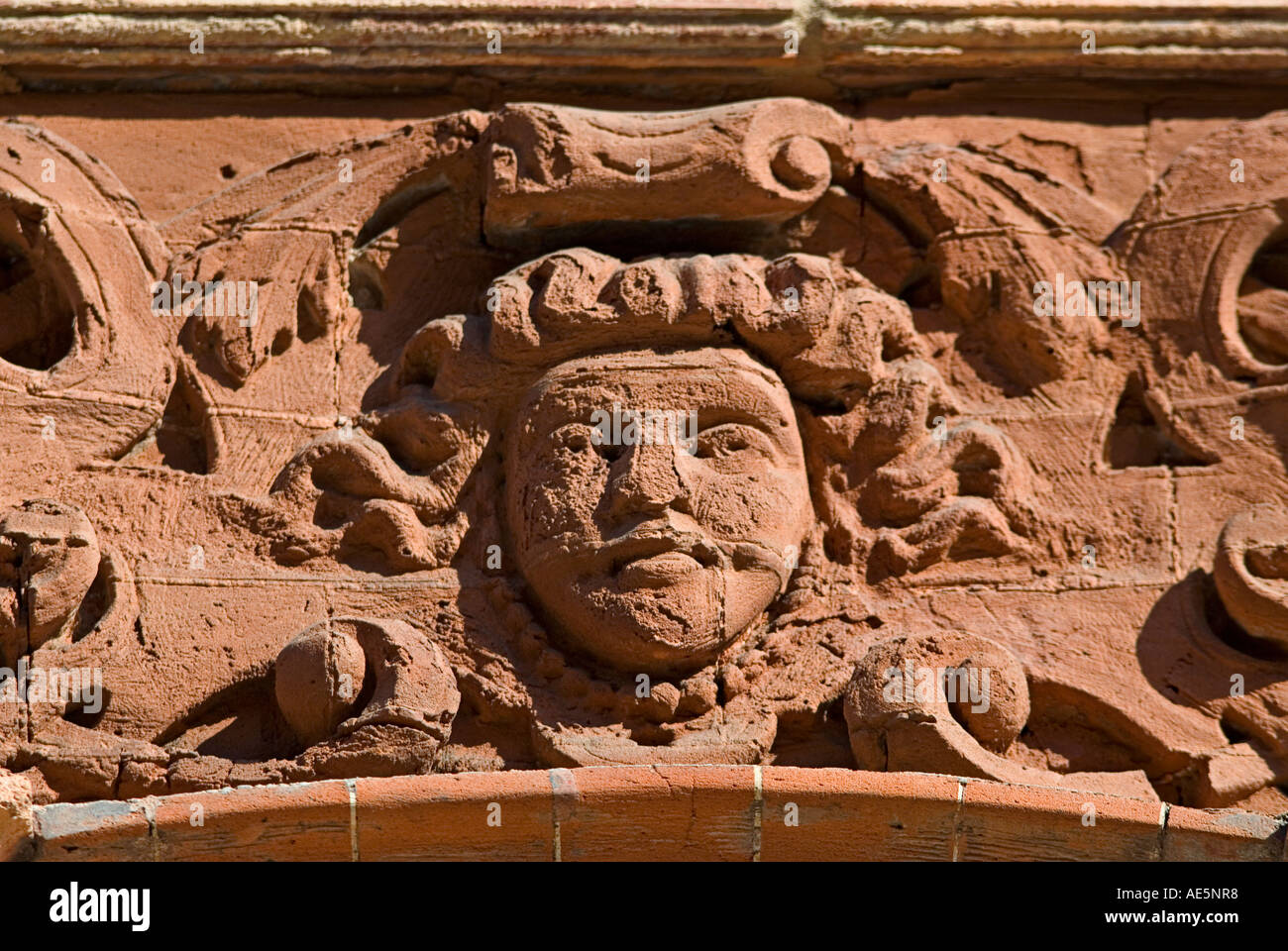 Carved brickwork and terracotta decoration Architectural detail of face ...