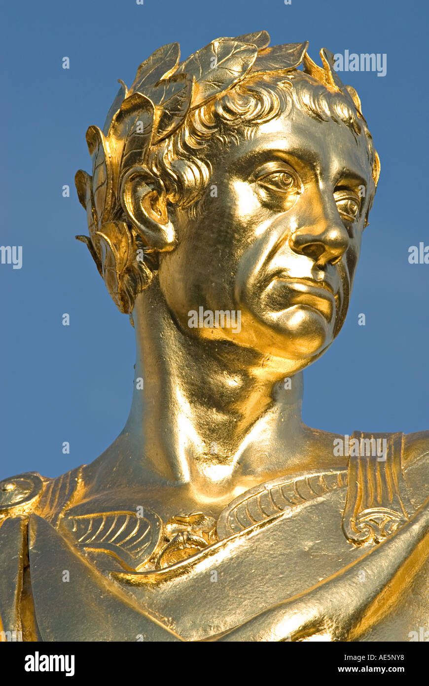Detail of head of Statue of Charles II depicted in roman attire Royal ...