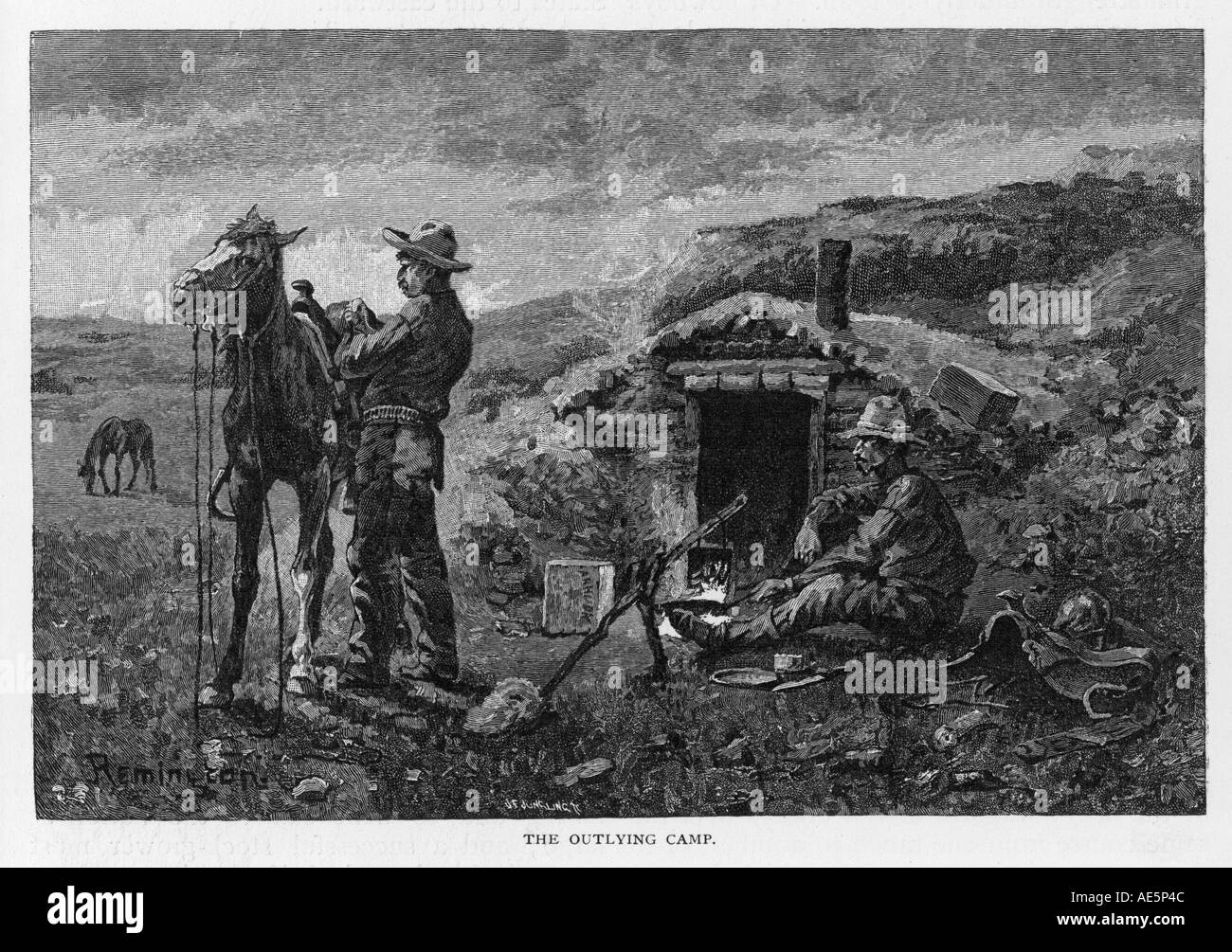 Cowboys In Camp Stock Photo - Alamy