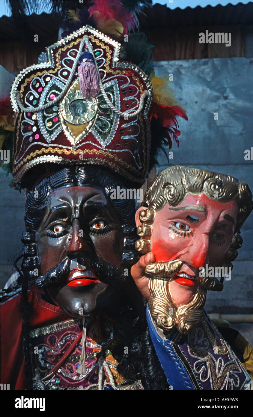 Guatemalan traditional dance performer in a dance mask Dance of the ...