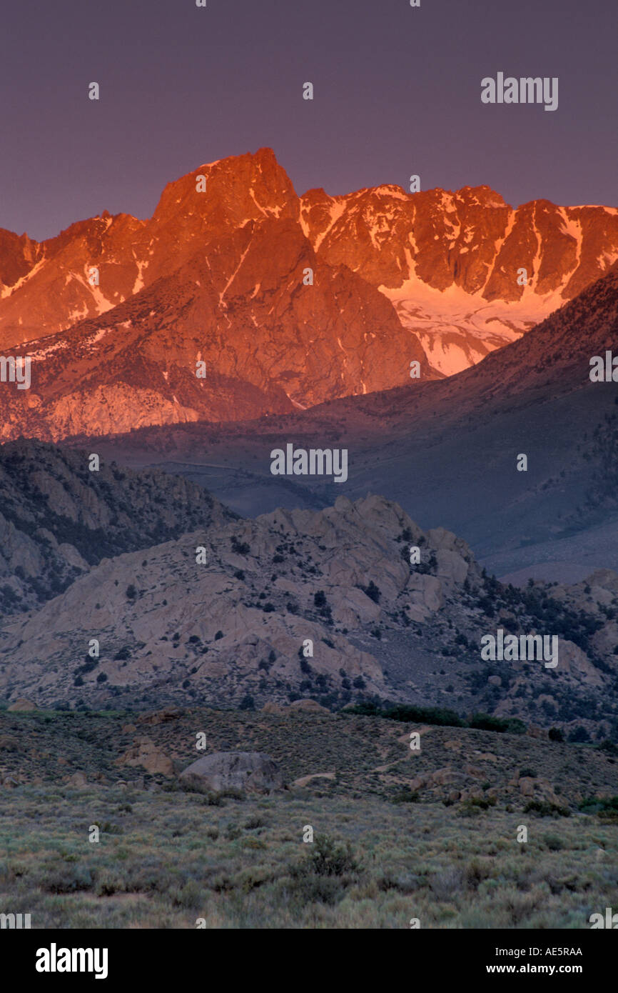 Alpenglow at sunrise on Mount Humphreys Buttermilk Region Inyo National ...