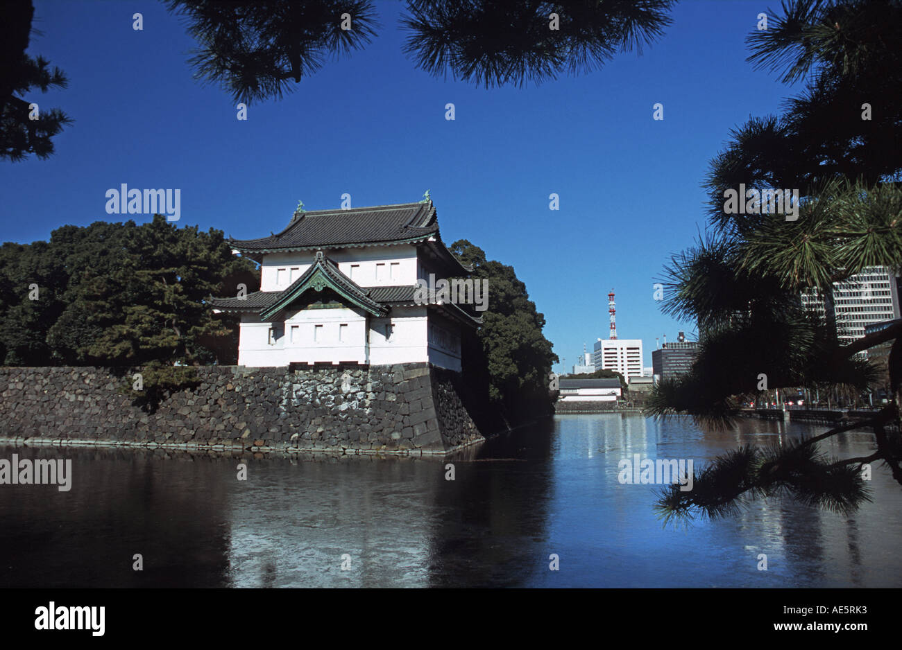 Moat and watchtower Imperial Palace gardens Tokyo Japan Stock Photo - Alamy