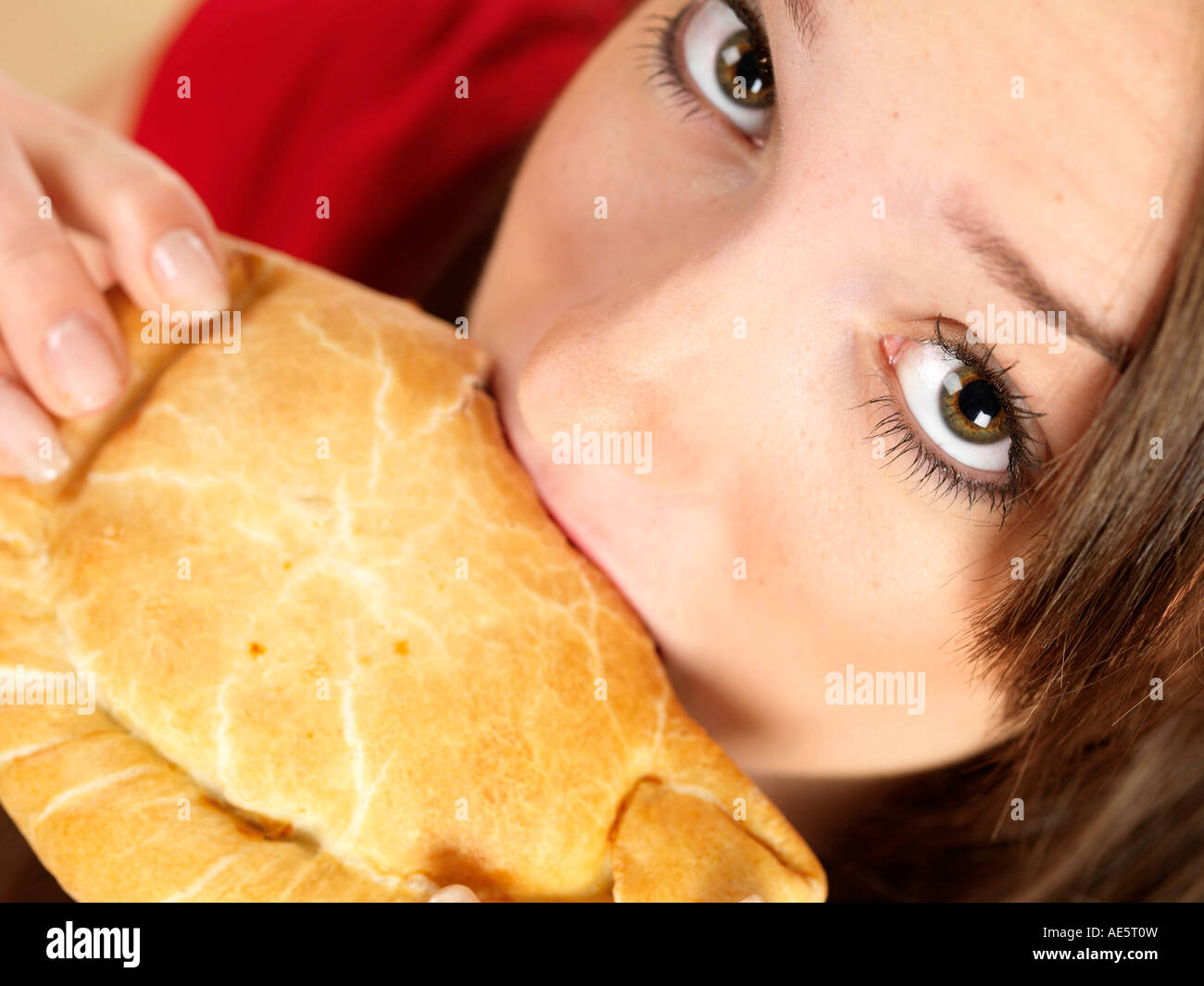 Teenage Girl Eating Cornish Pasty Model Released Stock Photo - Alamy