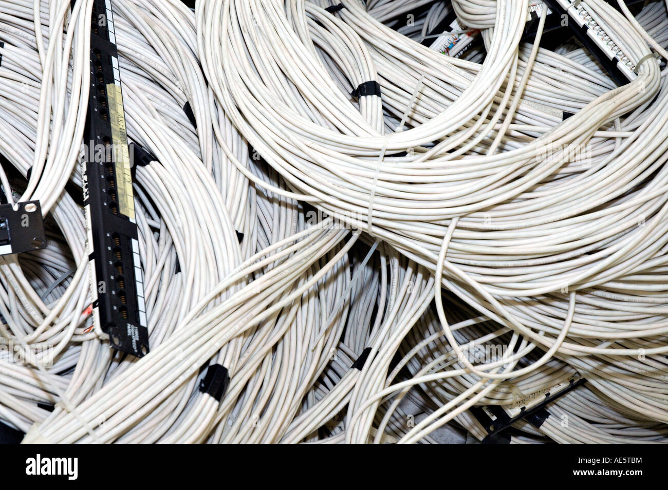 Close-up stock photo of a skein of network cable Stock Photo - Alamy
