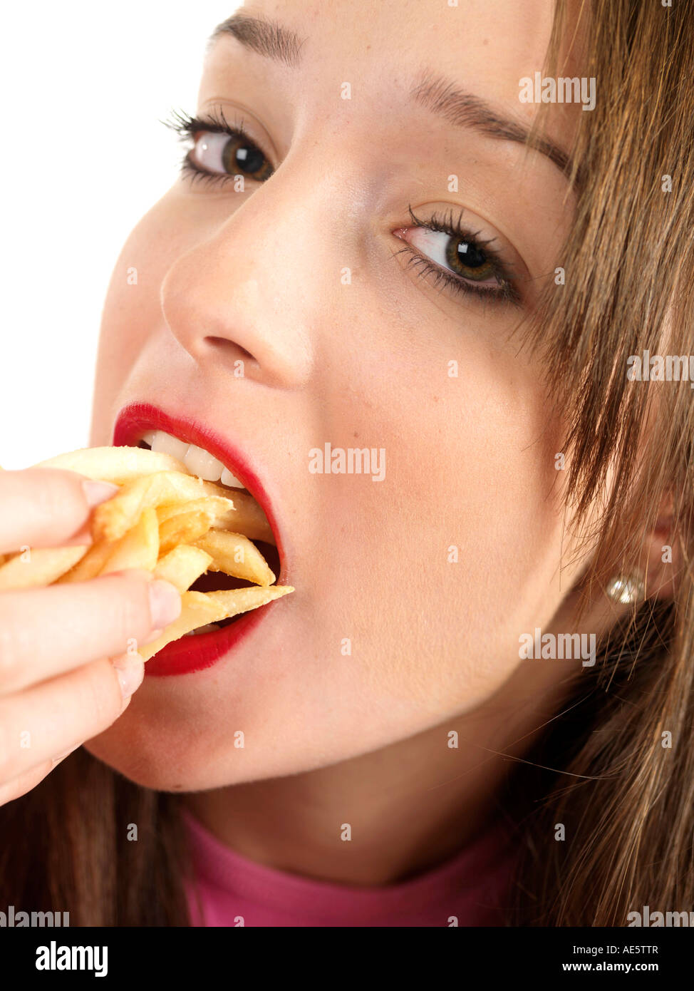 Teenage Girl Eating Chips Model Released Stock Photo - Alamy