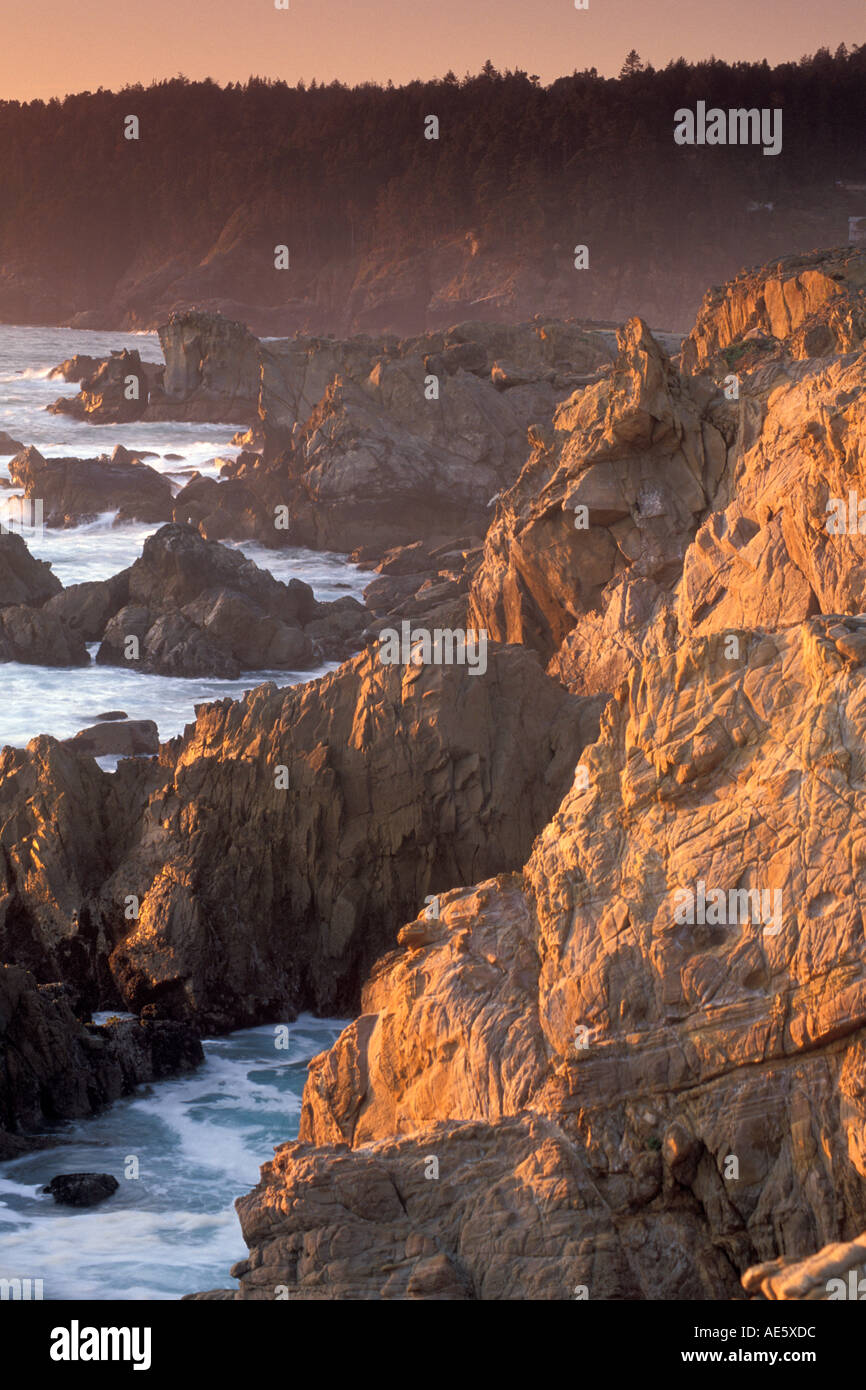 Sunset coastal rocks and surf Stillwater Cove Regional Park Sonoma ...