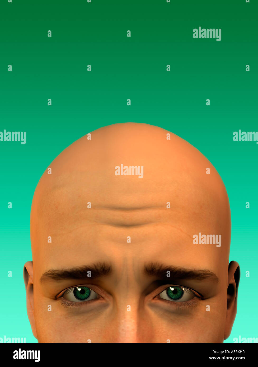 Stressed bald man Stock Photo - Alamy