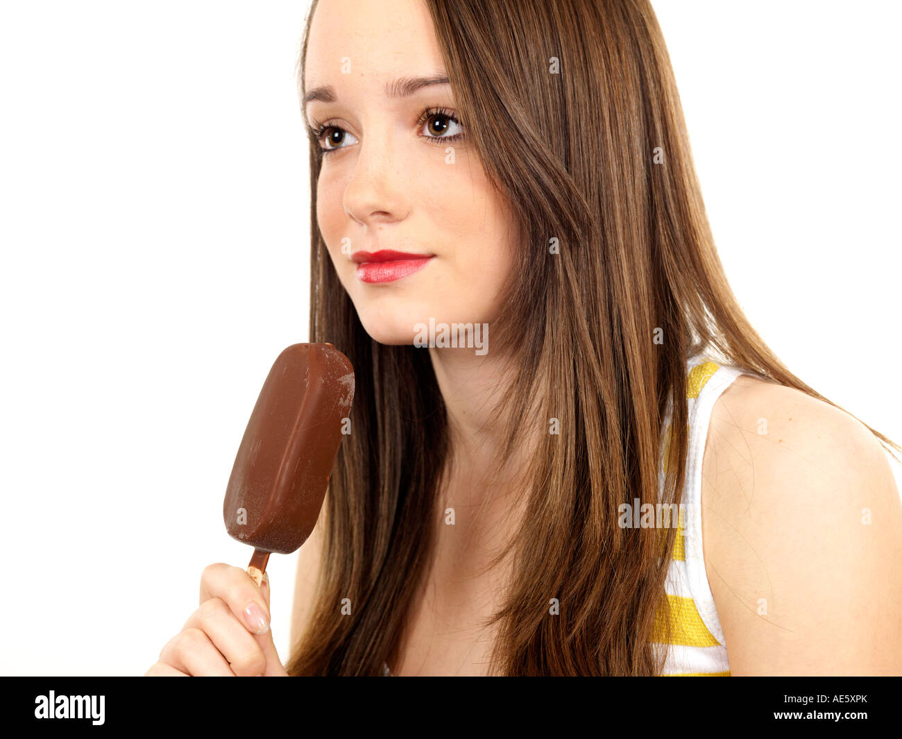 Teenage Girl Eating Ice Cream Model Released Stock Photo - Alamy