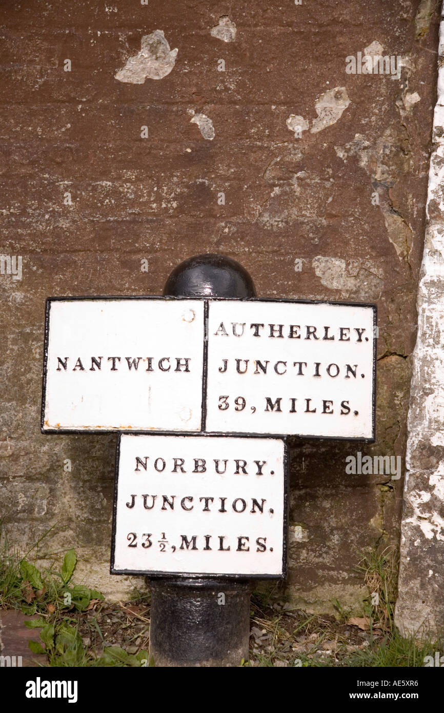 Shropshire Union Canal, bridge and junction signpost Stock Photo - Alamy