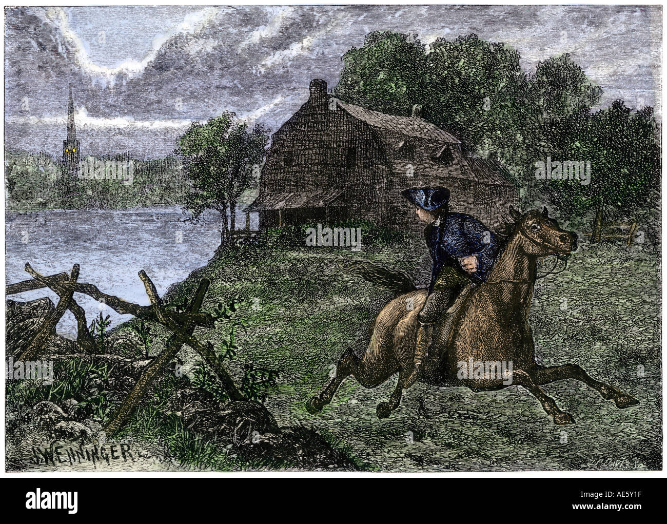 Midnight Ride Of Paul Revere Painting