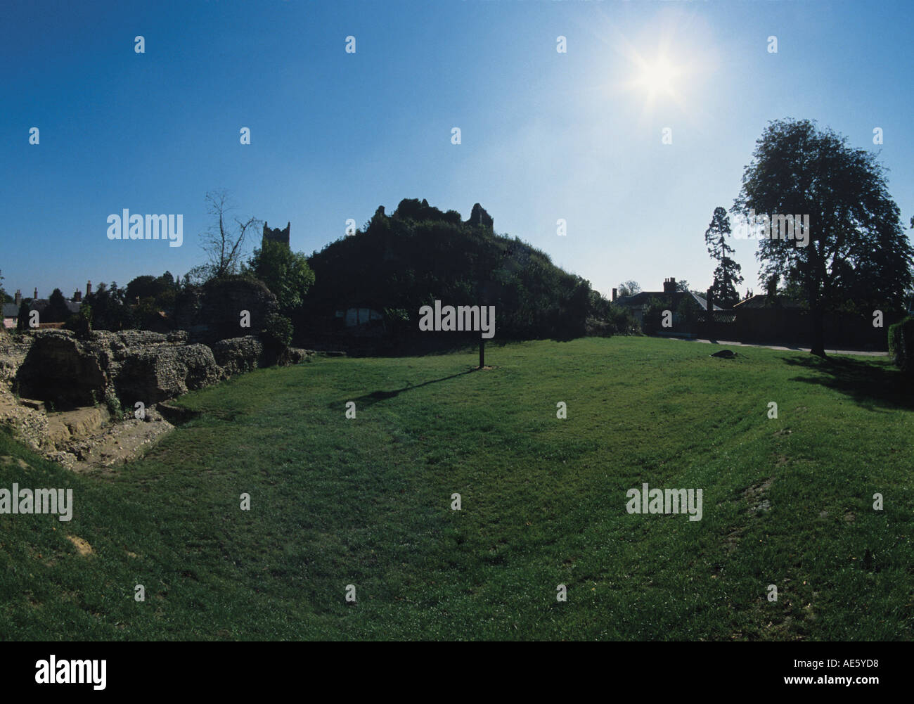 Eye Castle remains of walls in centre of Eye Suffolk Stock Photo - Alamy