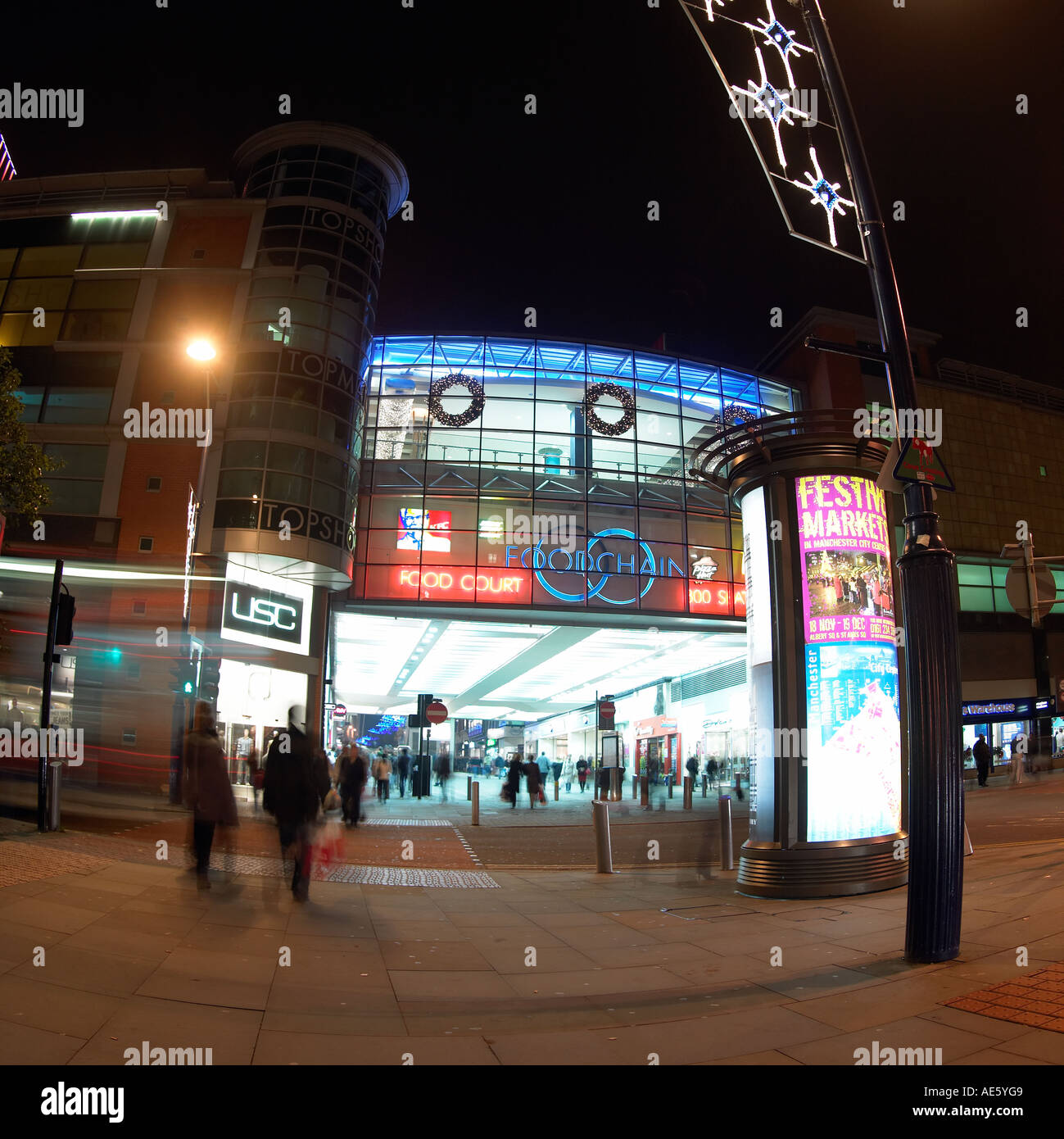 Market Street Manchester England at night time Stock Photo - Alamy