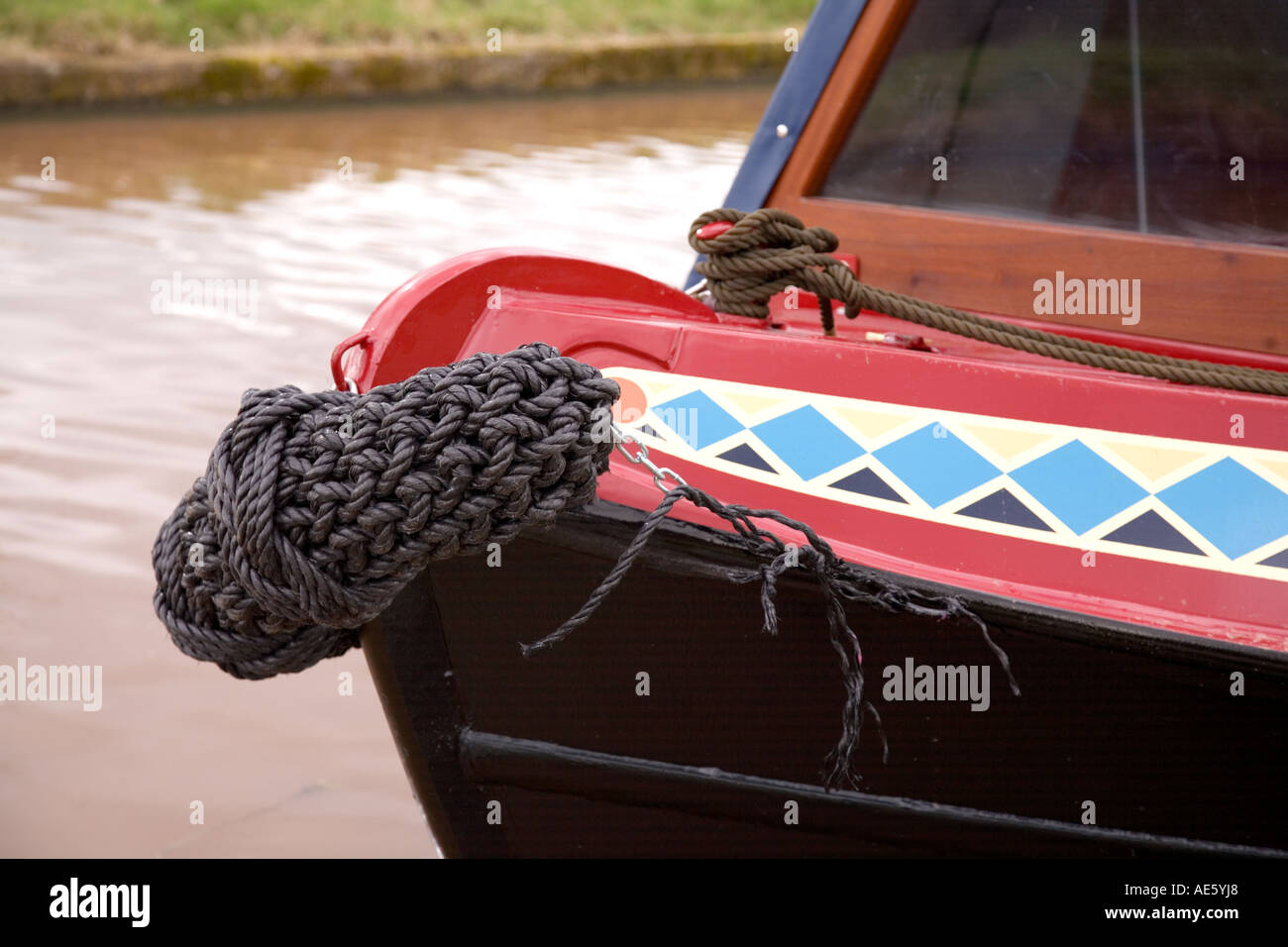Canal narrowboat detail Stock Photo - Alamy