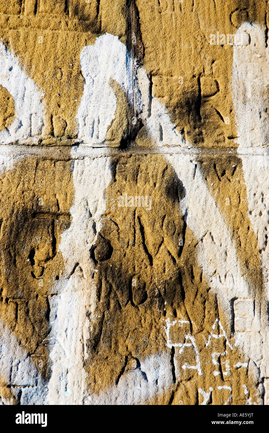 Stone Wall with Graffiti Stock Photo - Alamy