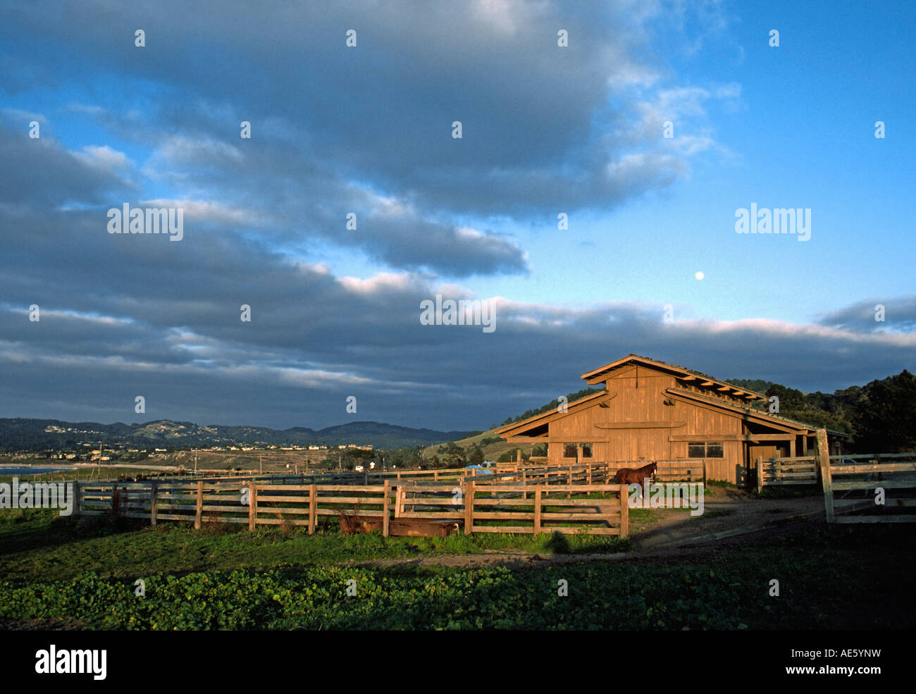 Full MOON sets over horse barn on the RILEY RANCH across from Point ...