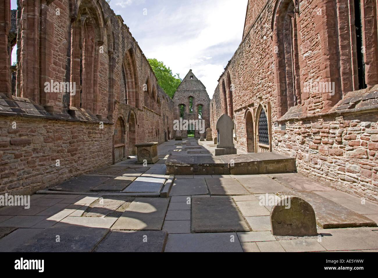 Interior of ruins of historic Beauly Benedictine Priory Scotland UK ...