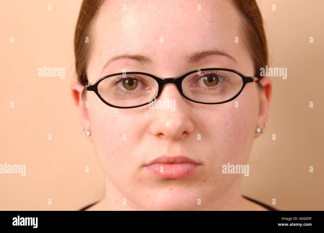 Beautiful Nerd girl with glasses Stock Photo - Alamy