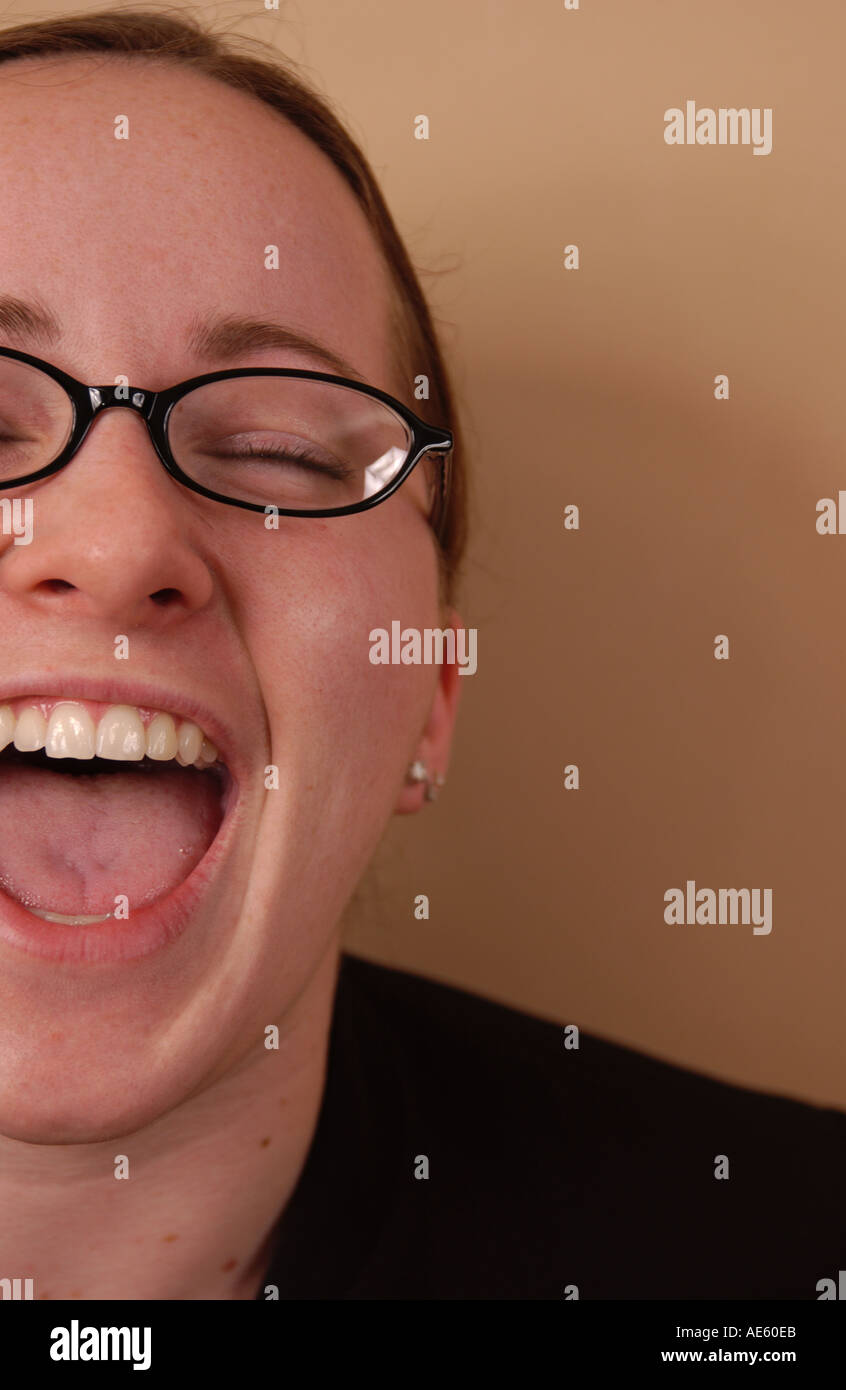Beautiful Nerd girl with glasses Stock Photo - Alamy