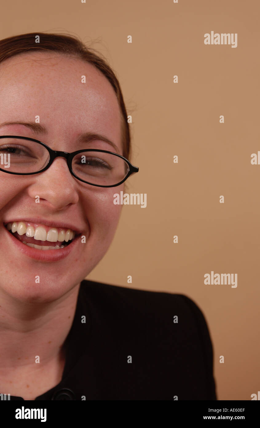 Beautiful Nerd girl with glasses Stock Photo - Alamy
