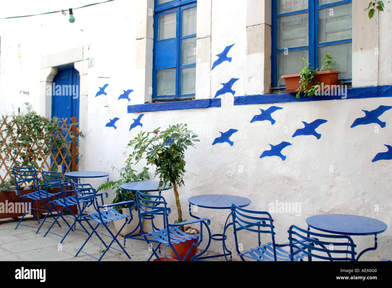Kos cafe Greek Islands Dodecanese,decorated wall Stock Photo - Alamy