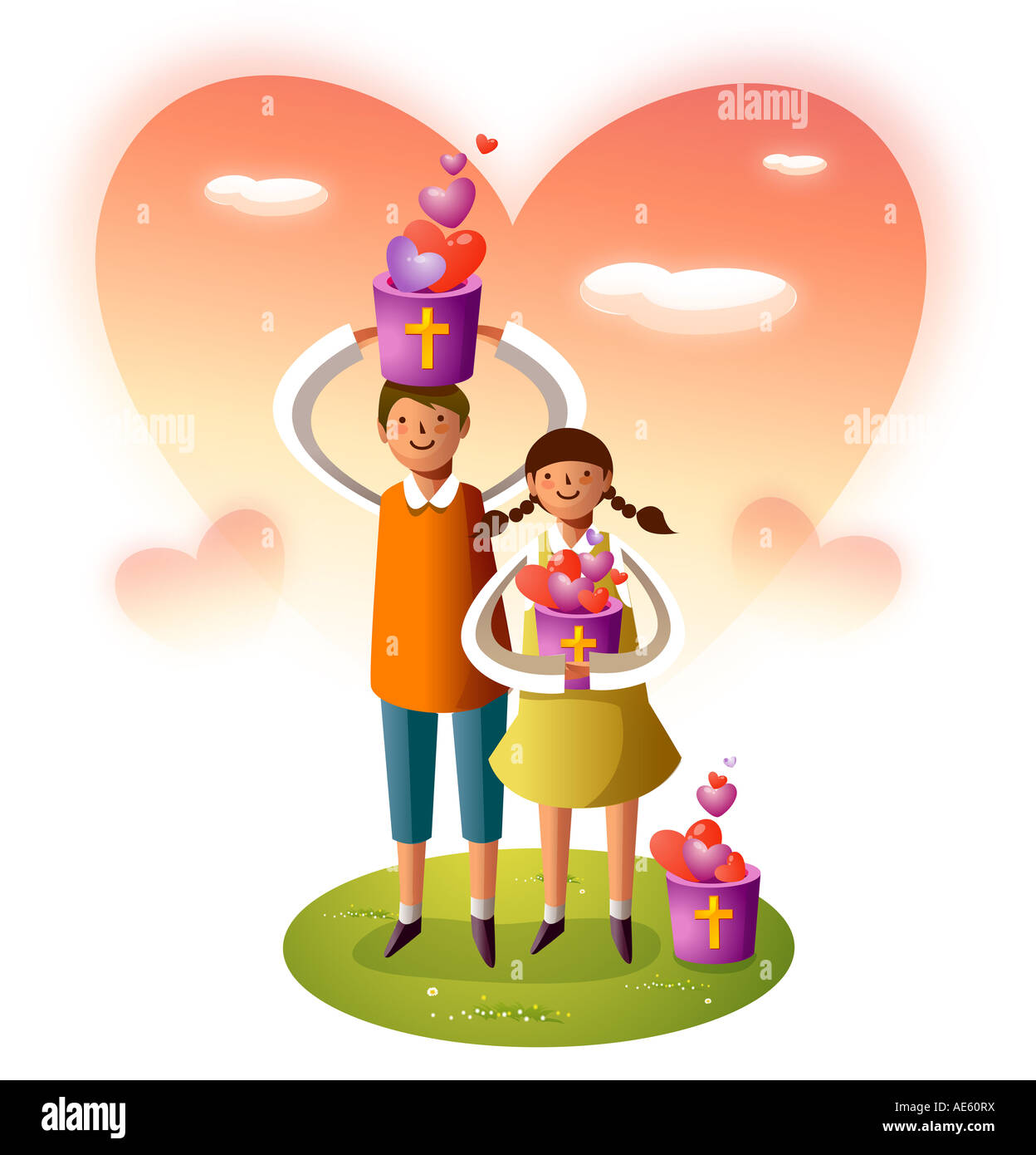 Girl holding two buckets hi-res stock photography and images - Alamy