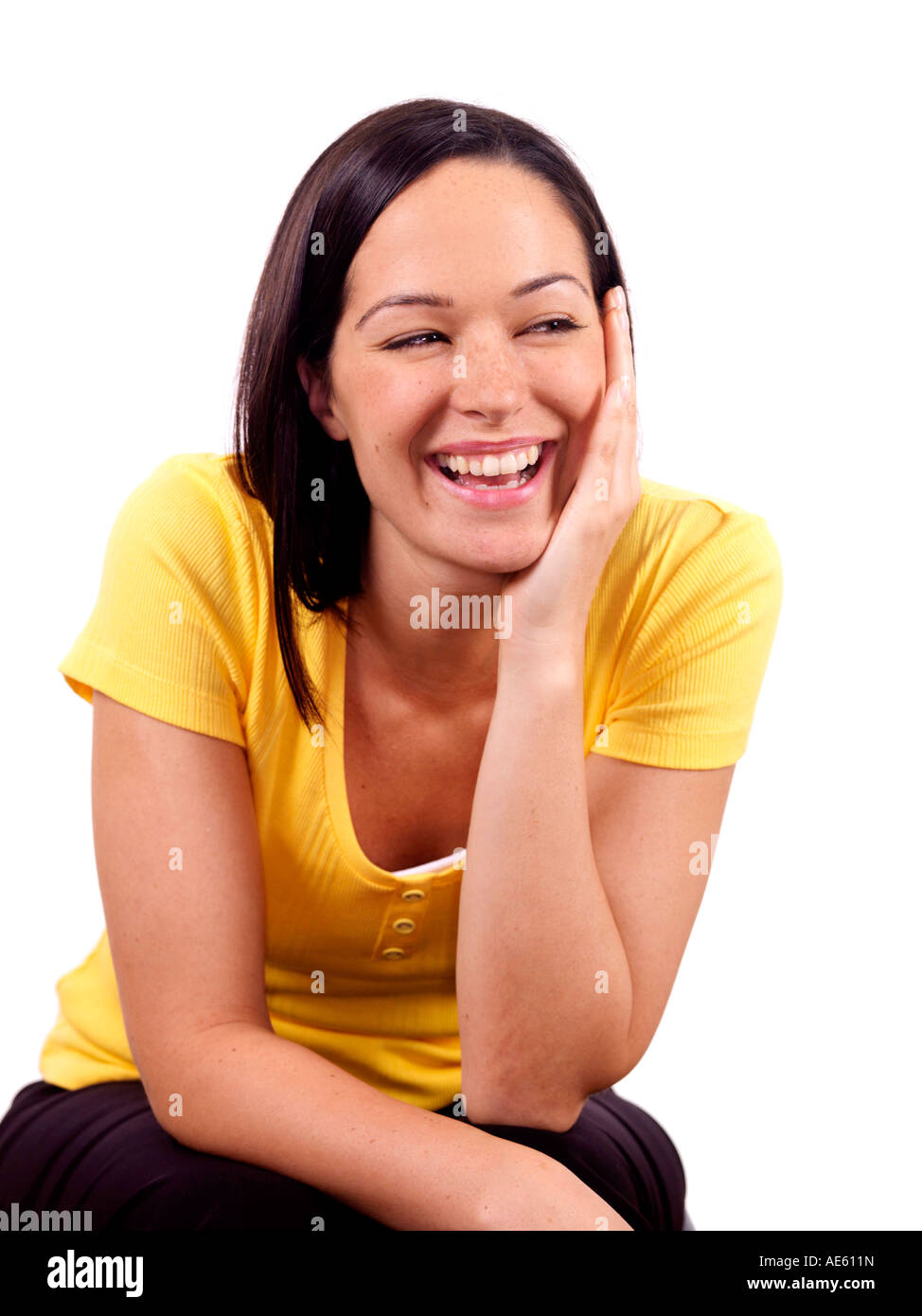 Happy Young Woman Model Released Stock Photo - Alamy