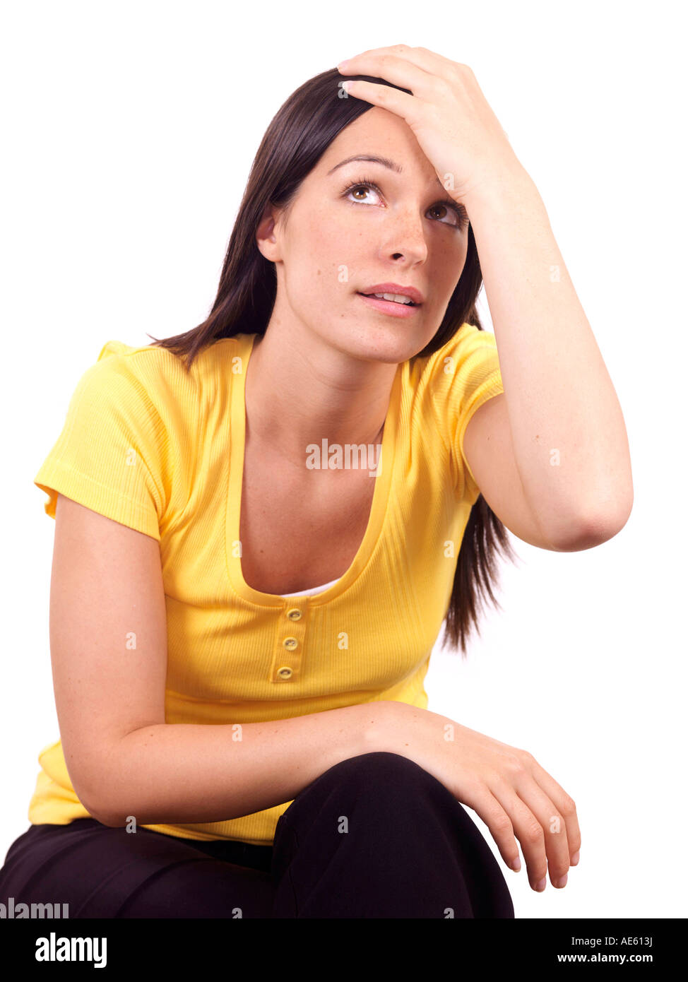 Nervous Young Woman Model Released Stock Photo - Alamy