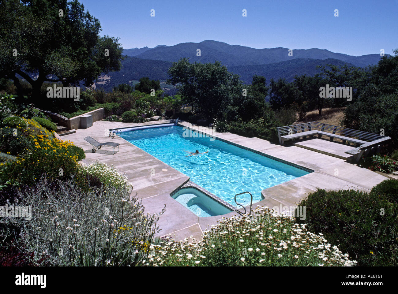 PRIVATE POOL with views of CARMEL VALLEY CALIFORNIA Stock Photo - Alamy