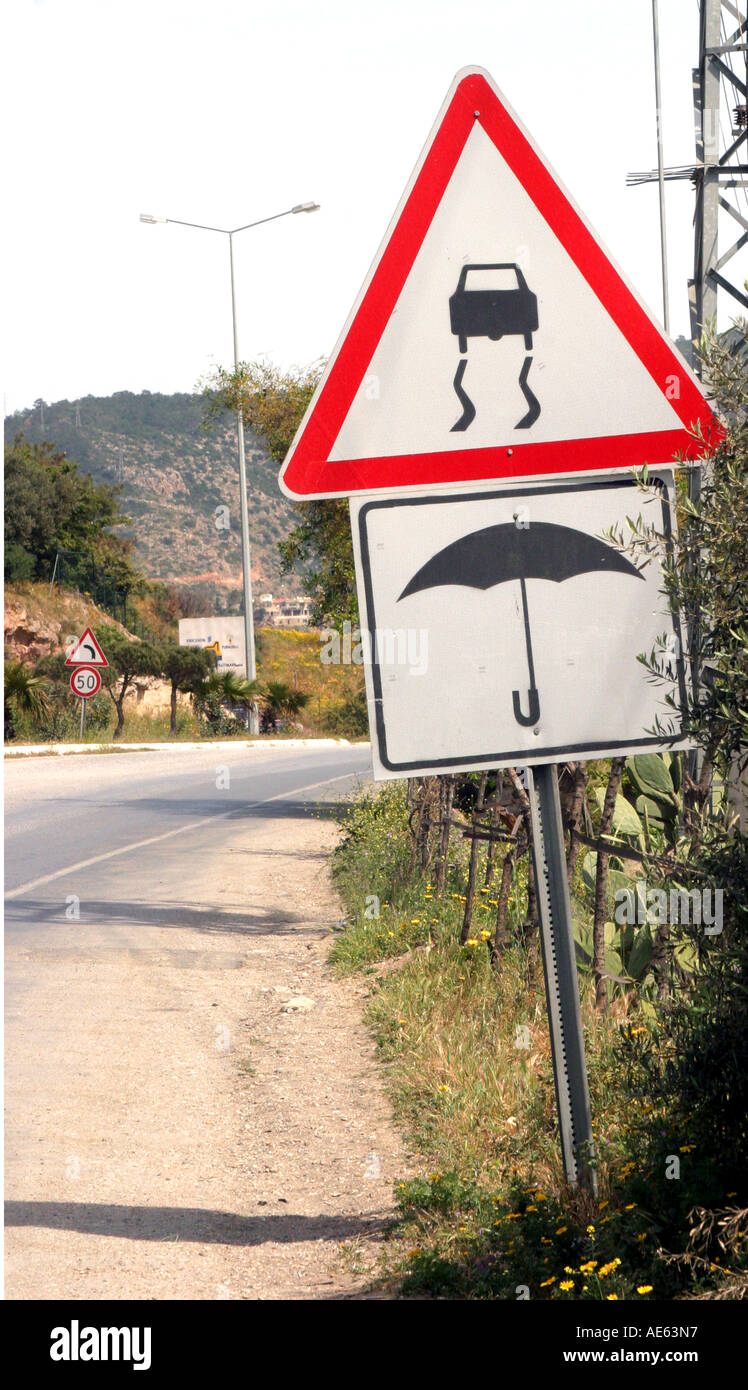 Turkish road sign Bodrum Peninsula Turkey Mugla Turkish holidays Stock ...