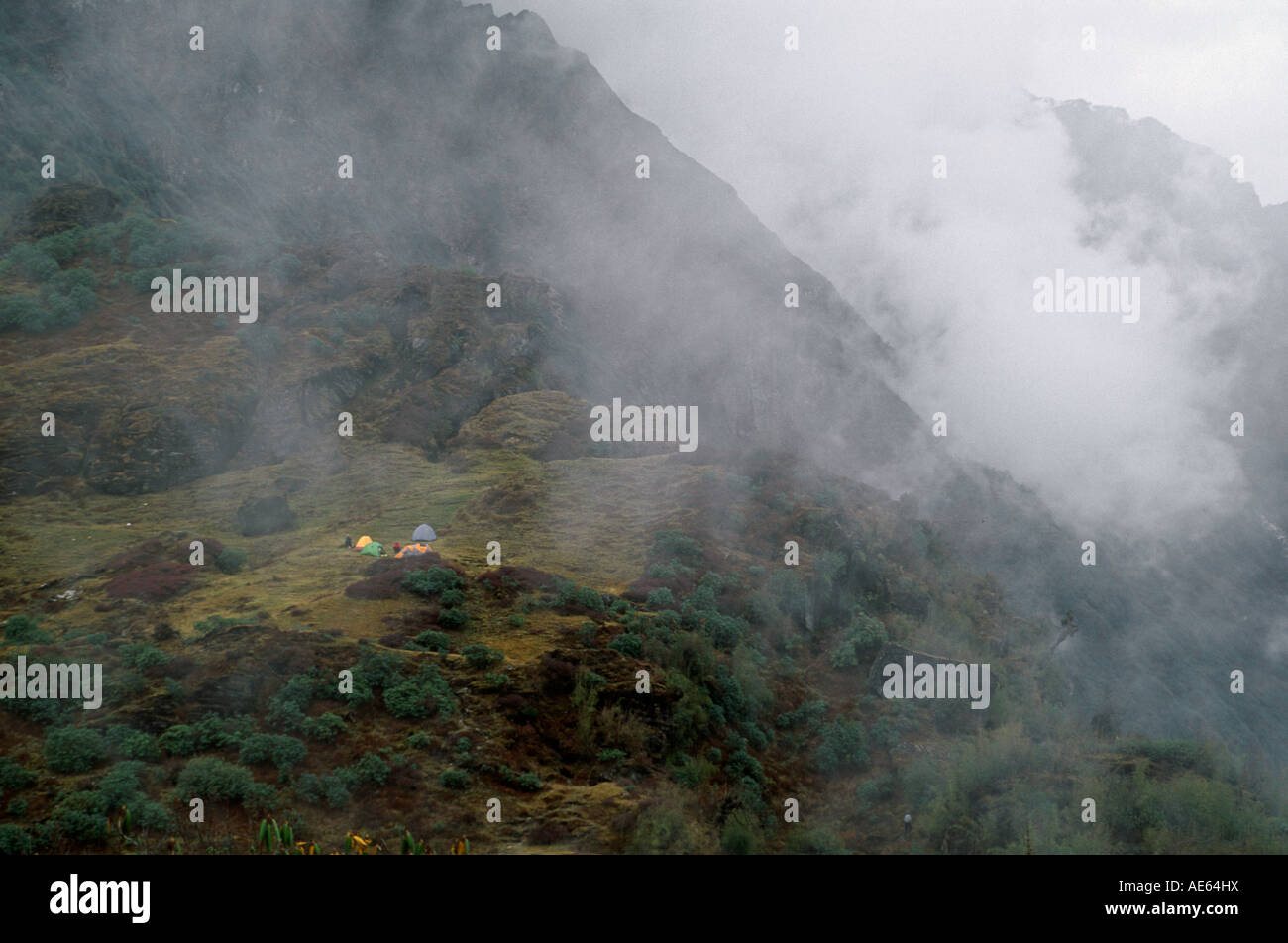 High camp at KHONGMA below the Shipton Pass on route to the MAKALU ...