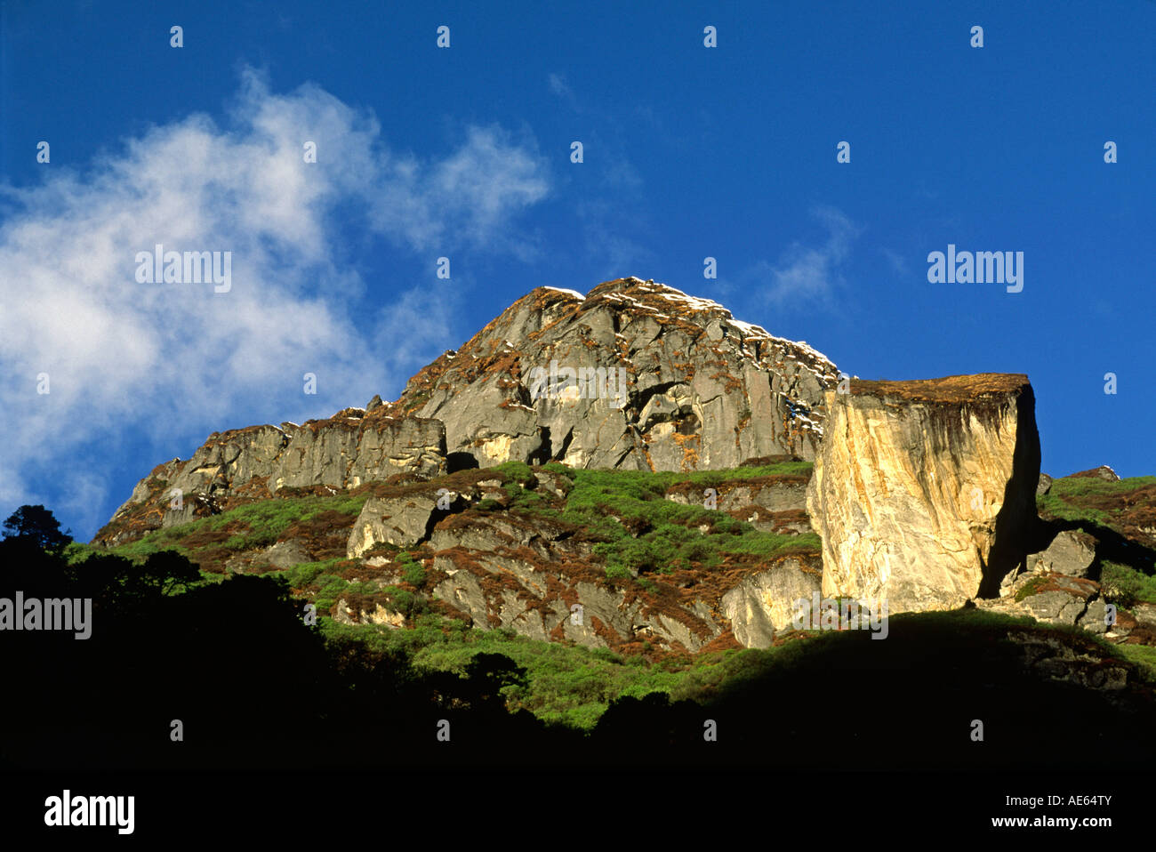 ROCK FORMATION above the Barun river in the MAKALU BARUN NATIONAL PARK ...