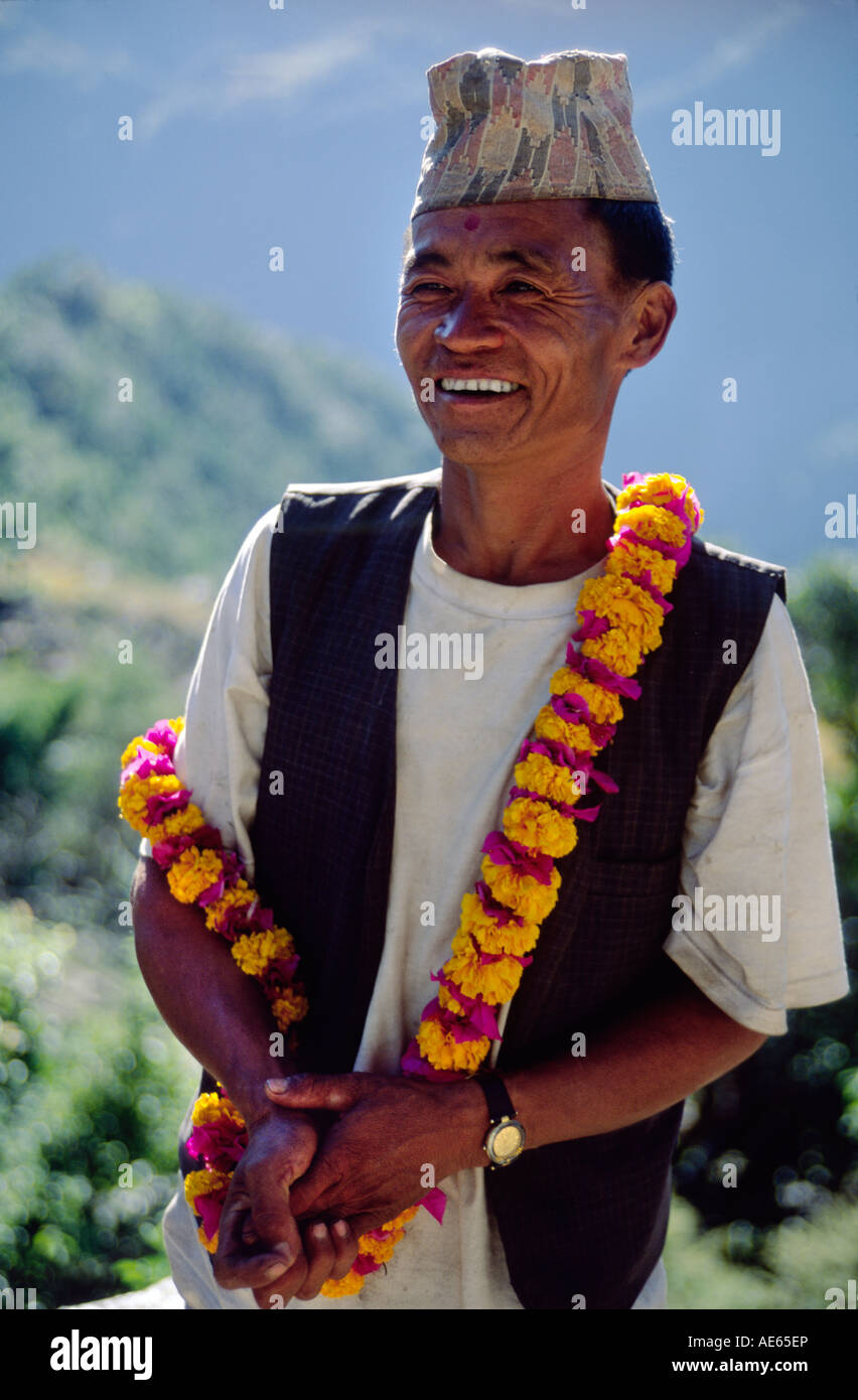 A RAI man celebrates BAI TIKA BROTHER PUJA during TIHAR on the return ...
