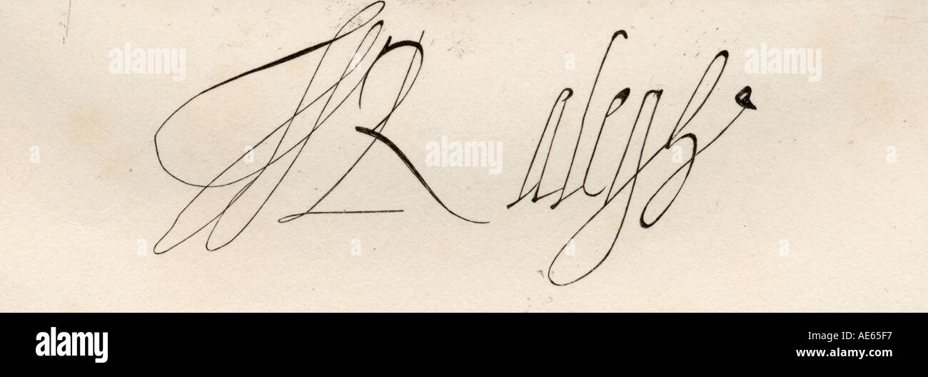 Signature of Sir Walter Raleigh, c 1554 - 1618.English landed gentleman ...