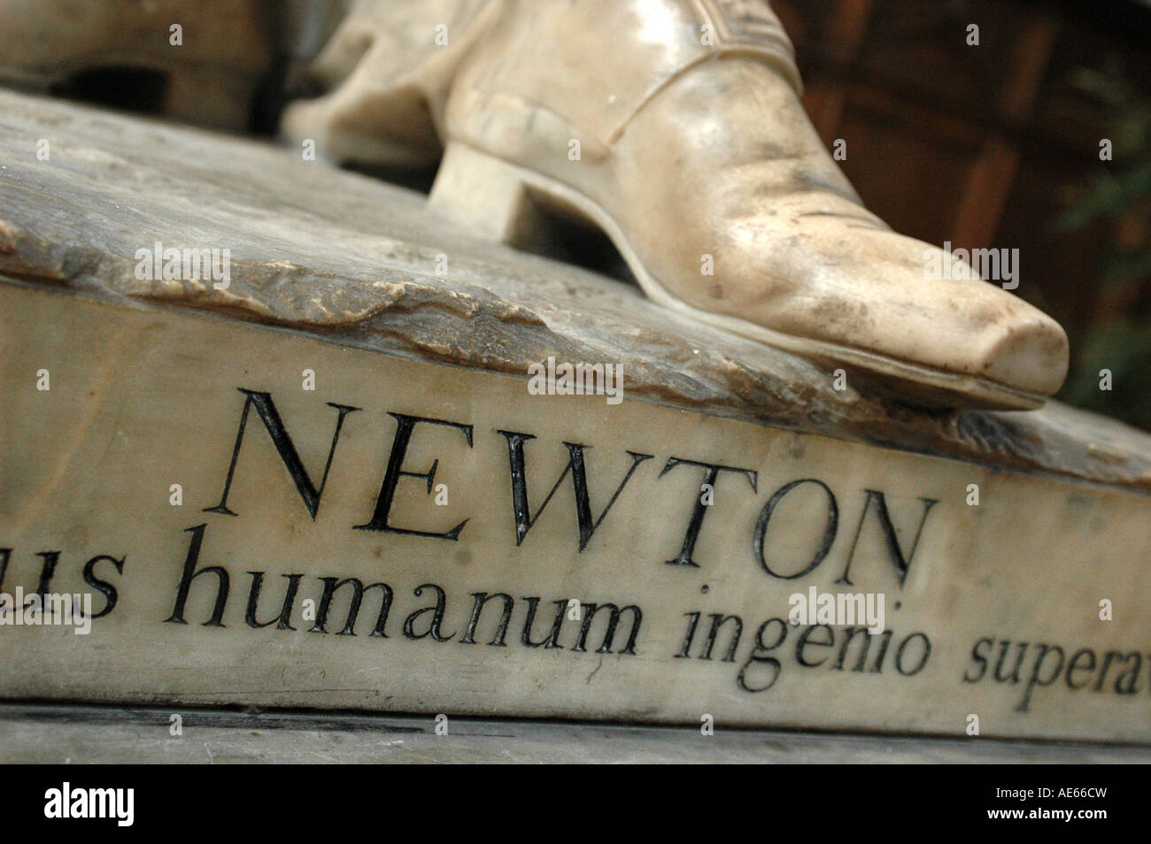 Newton's memorial, Cambridge England: "He surpassed the race of man in ...