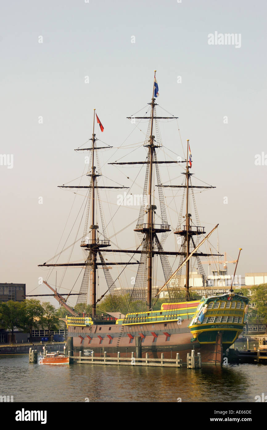 Amsterdam, Holland. De Amsterdam at the Scheepvaart Museum. Replica of ...