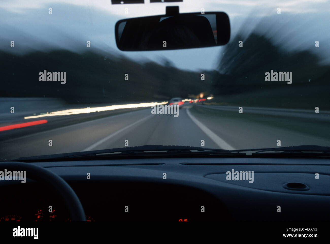 On the motorway, view from inside the car, Germany Stock Photo - Alamy