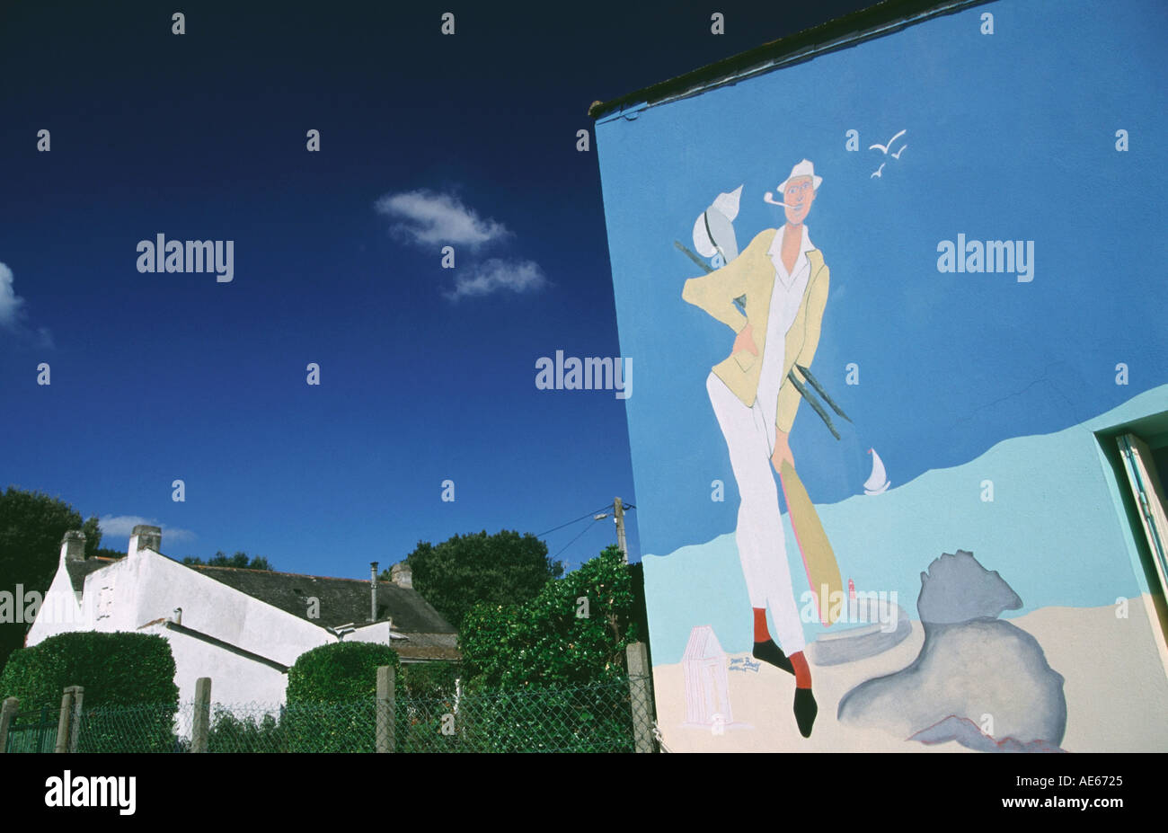 Mural depicting monsieur Hulot a famous Jaques Tati character Stock ...