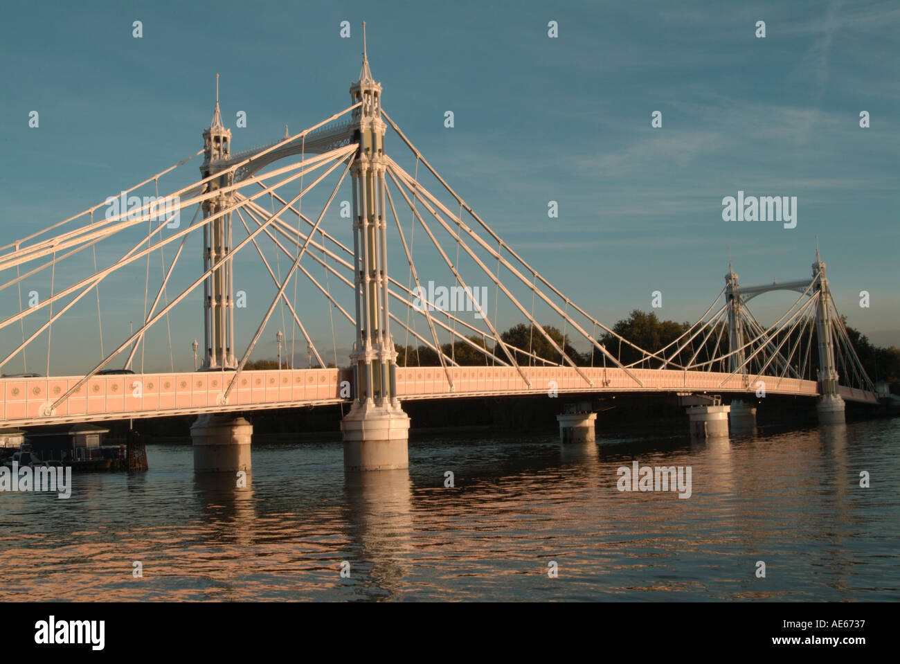Albert Bridge Chelsea Embankment London England UK Stock Photo - Alamy