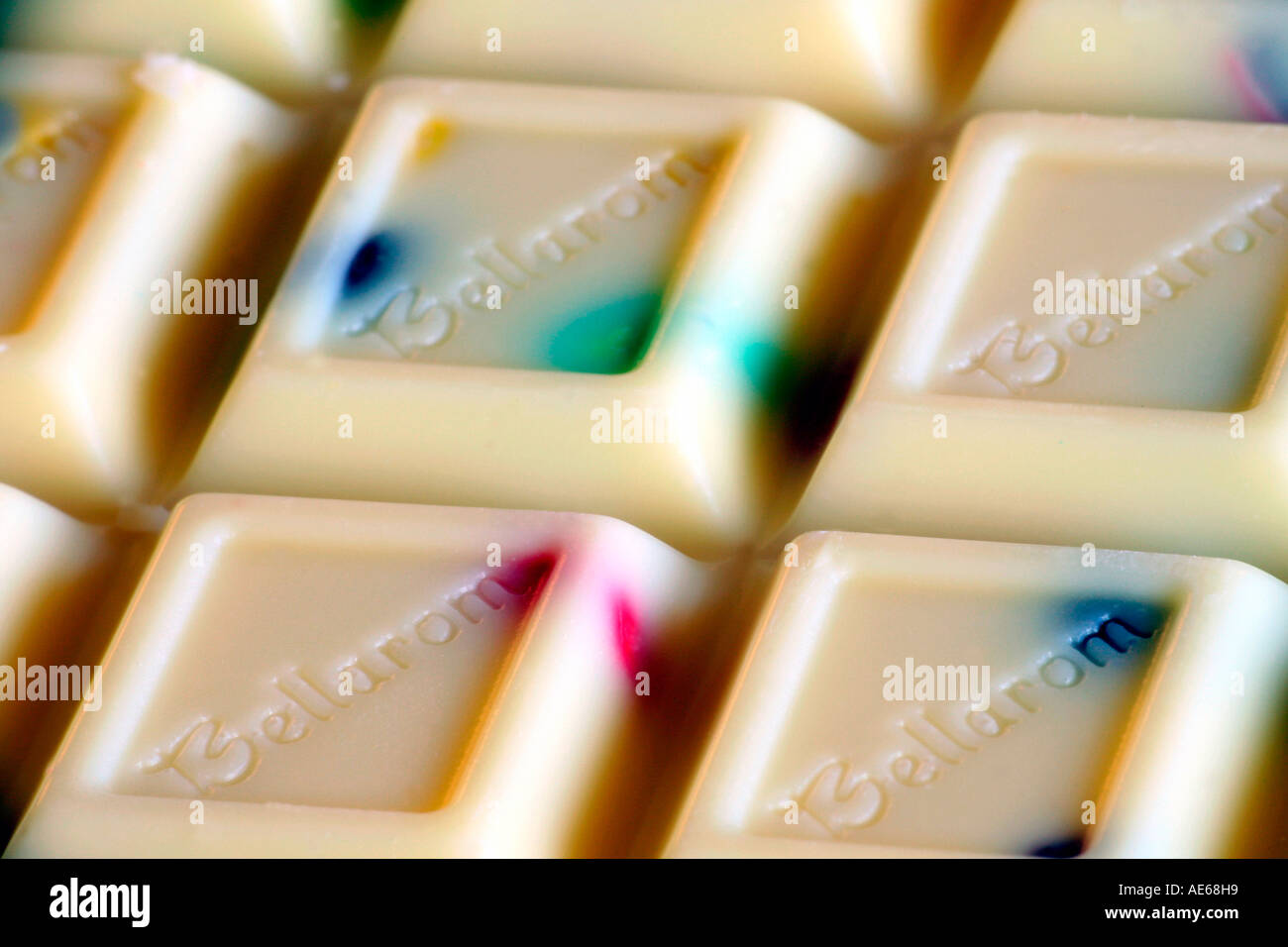 white chocolate with colourful smarties Stock Photo - Alamy