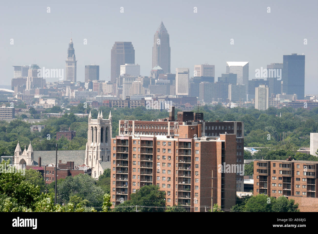 Ohio Cuyahoga County,Cleveland,city skyline,view from Lake View ...