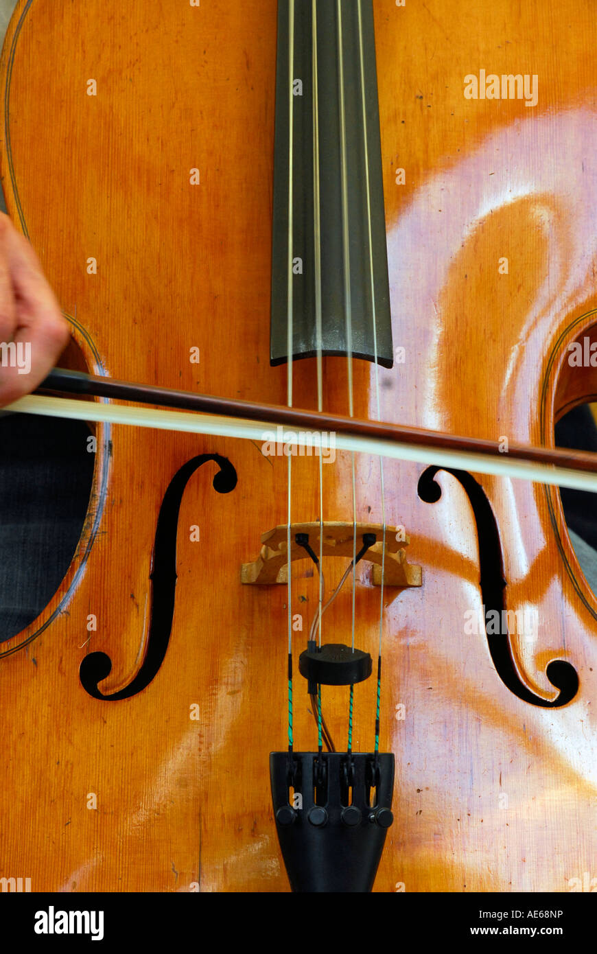 Double Bass being played Stock Photo - Alamy